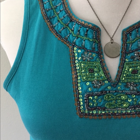 White Stag | Tops | White Stag Cotton Double Knit Embellished Top | Poshmark